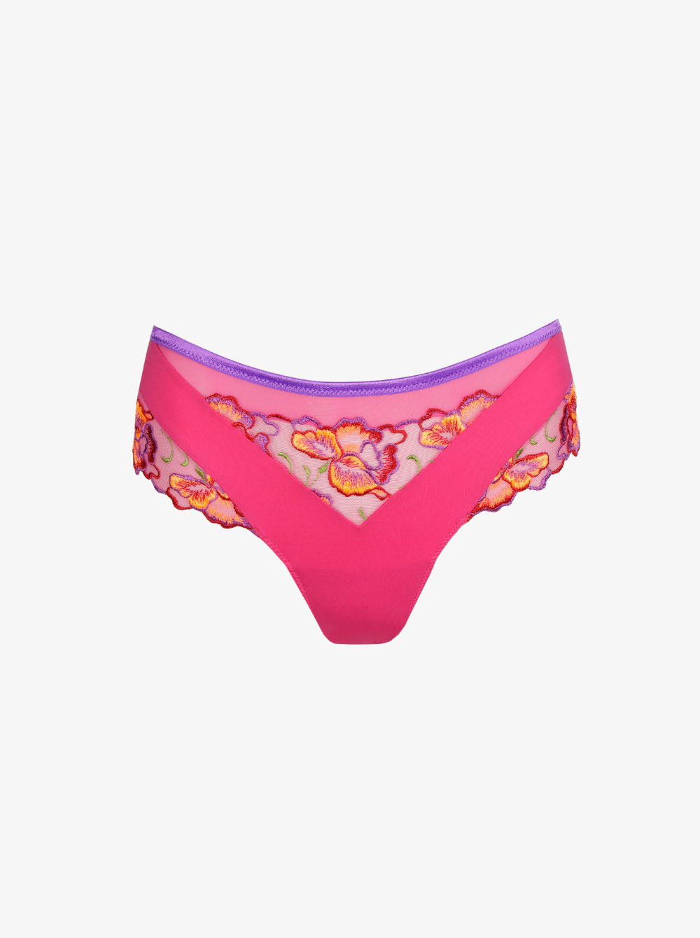Devdaha Luxury floral-embroidered thong - Very Berry | Prima Donna ...